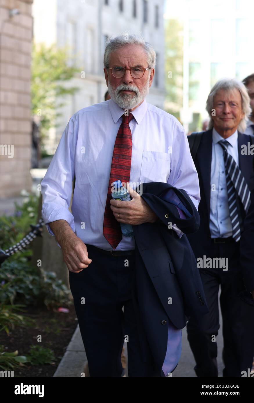 Former Sinn Fein president Gerry Adams leaving the High Court in Dublin ...