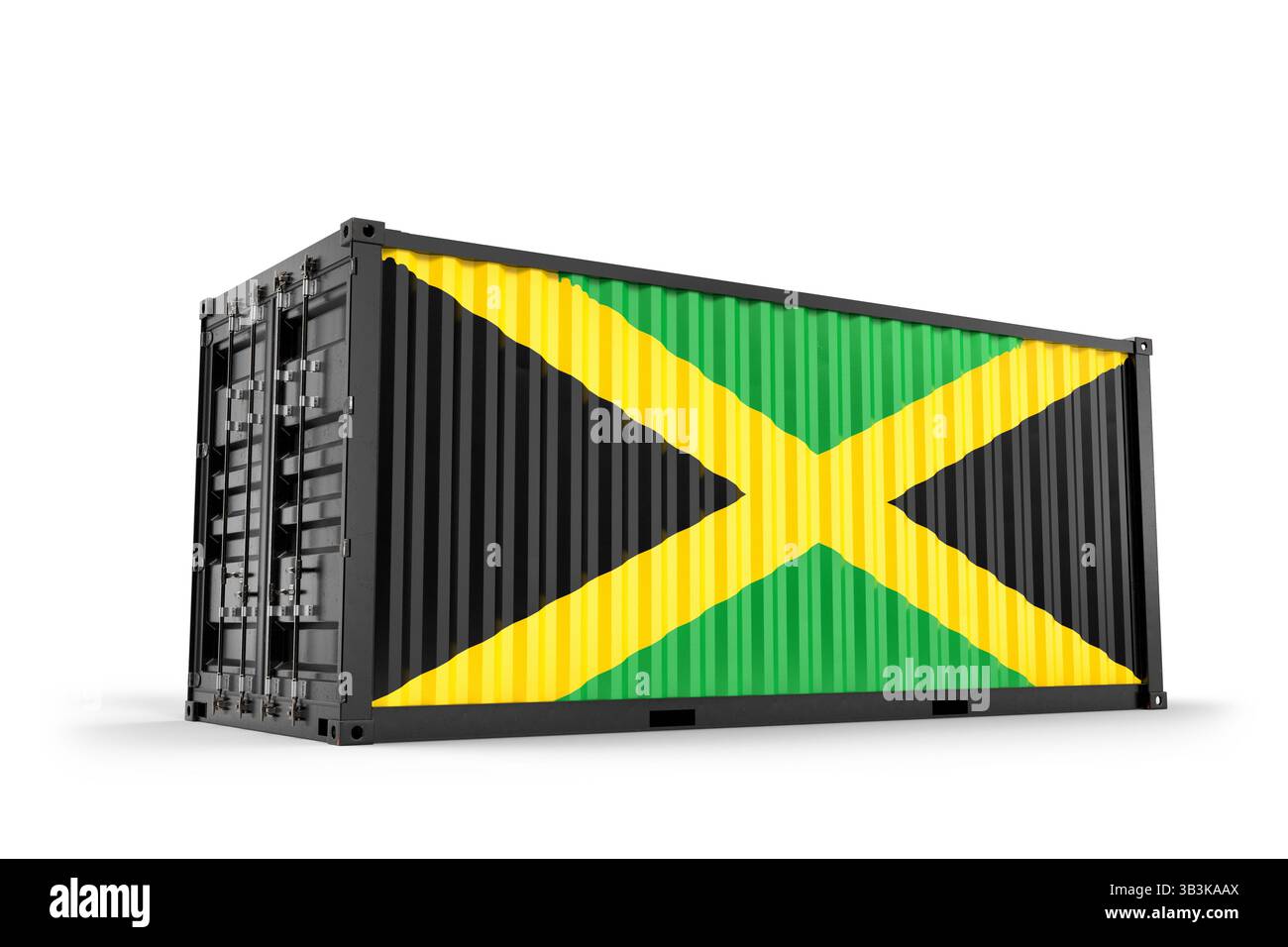 Shipping container displaying Jamaican flag, symbolizing international trade, logistics, and ...