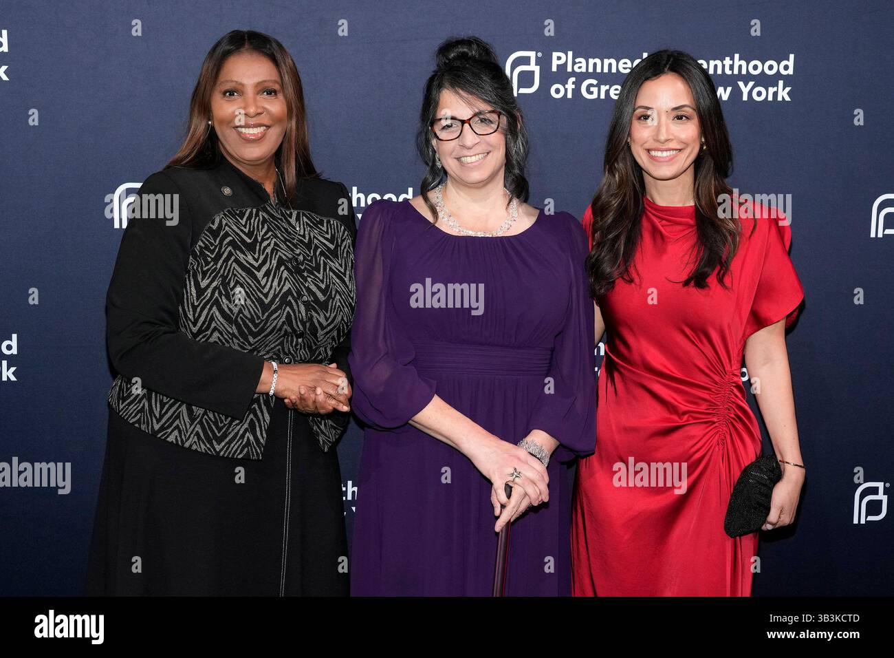 Letitia James, left, Wendy Stark and Fernanda Andrade attend the ...