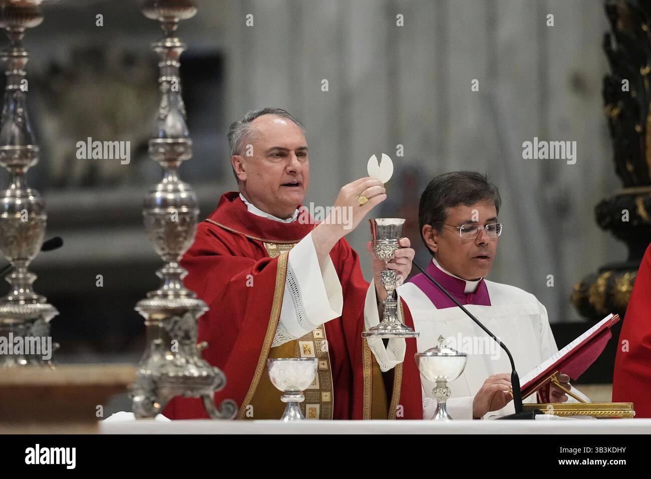 Cardinal Mauro Gambetti celebrates a mass on the fourth of nine days of ...