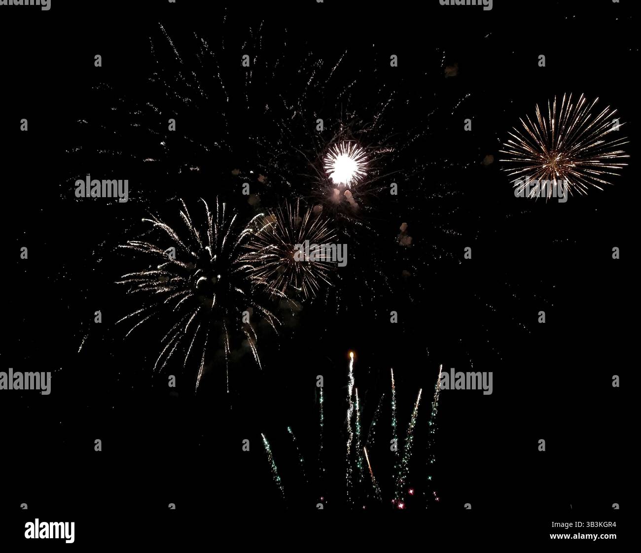 Spectacular fireworks display exploding against a dark night sky ...