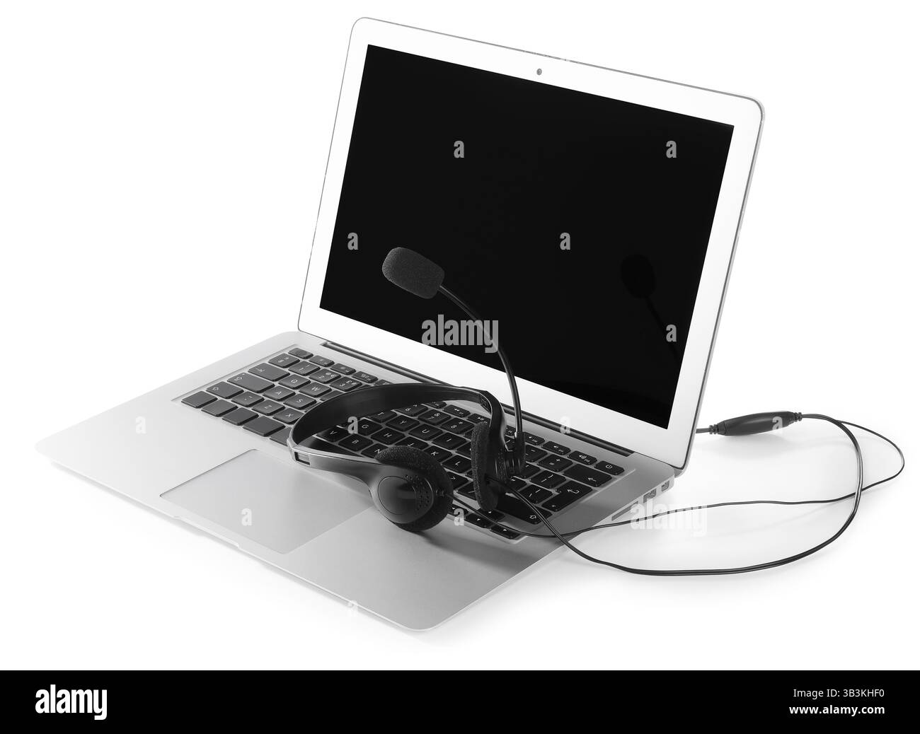 Headset on laptop blank hi-res stock photography and images - Alamy