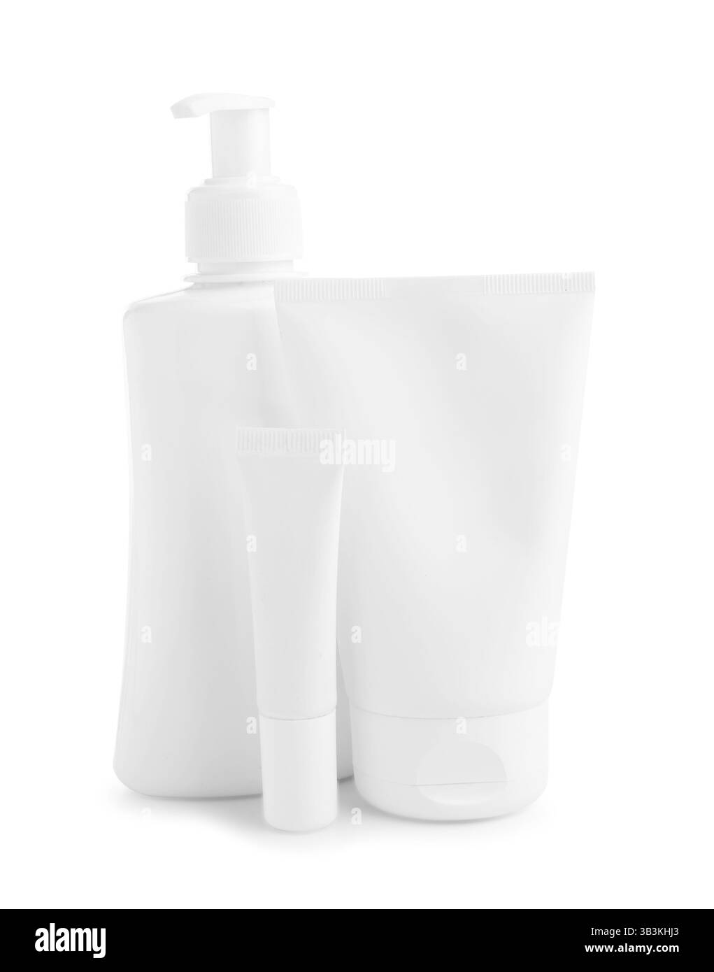 Three different cosmetic products isolated on white Stock Photo - Alamy