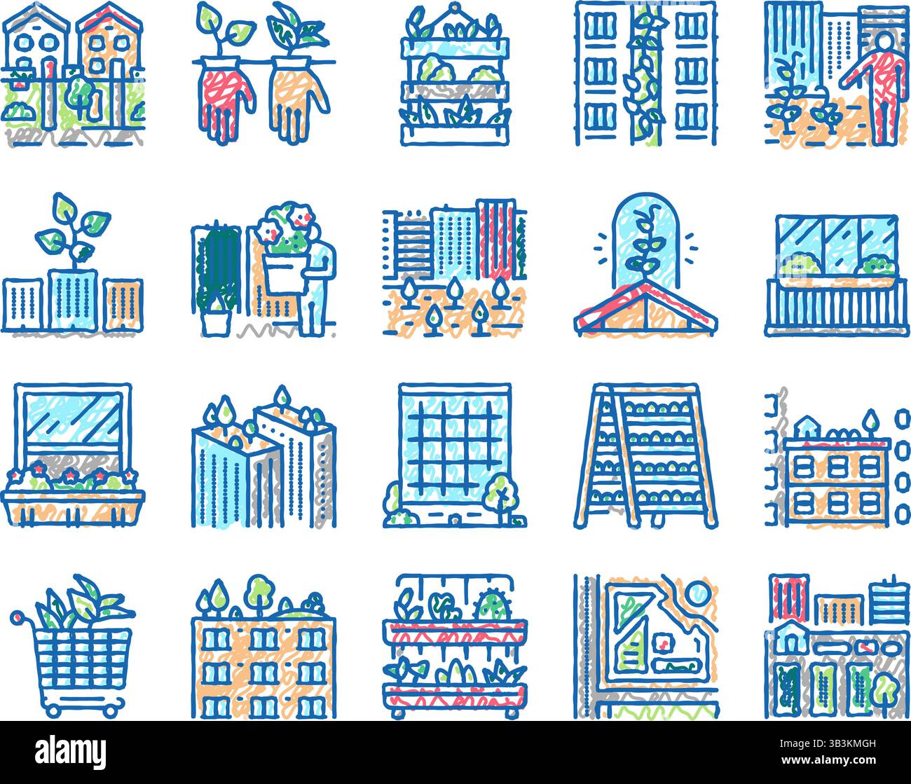 Urban Gardening Eco set Icons hand drawn Stock Vector Image & Art - Alamy