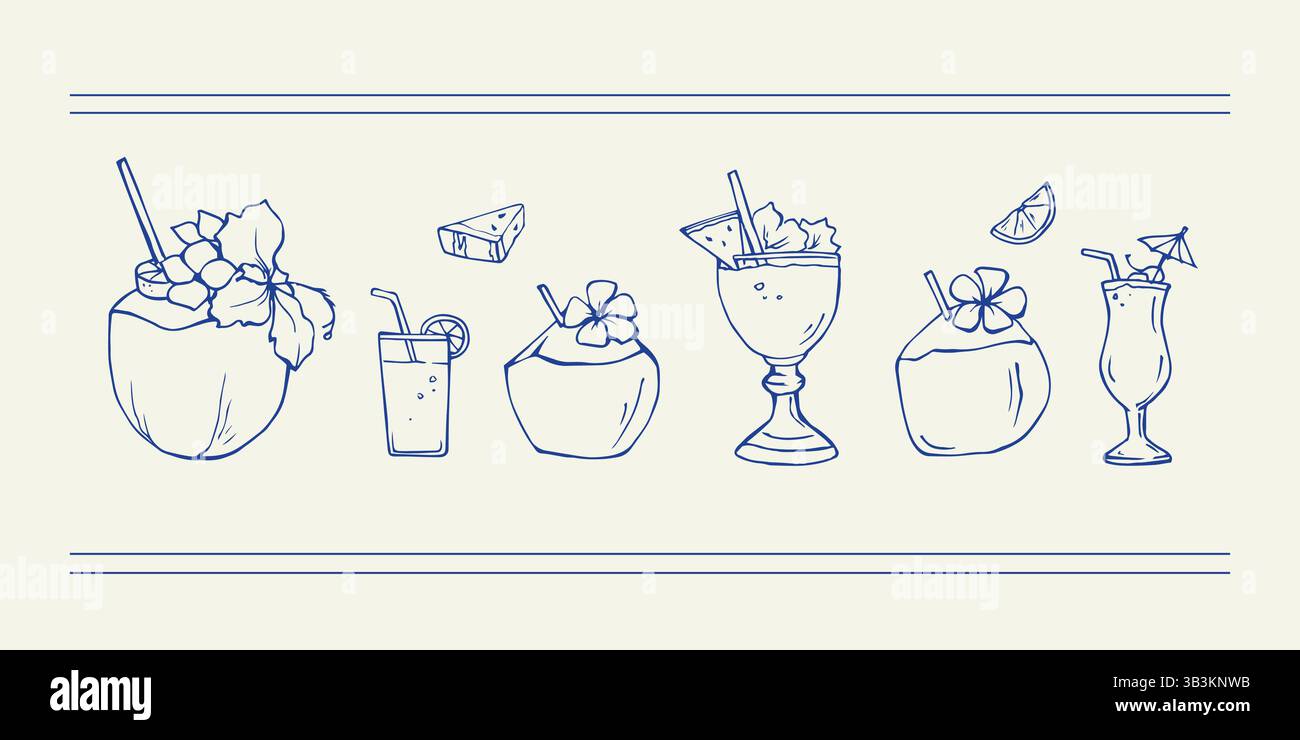 Set of doodles with tropical drinks Stock Vector Image & Art - Alamy