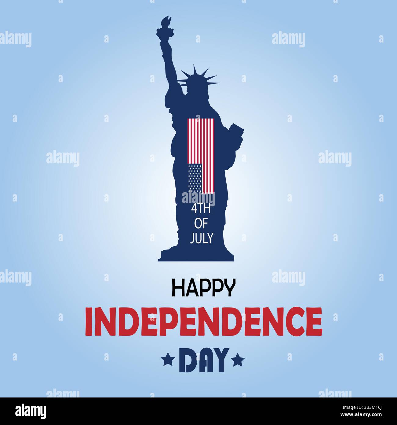4th of July lettering vector illustration with The Statue of Liberty ...