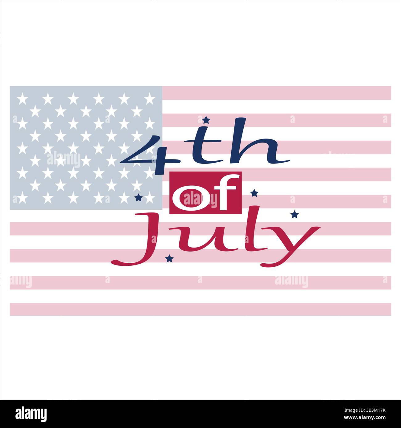 4th of July lettering vector illustration with flag isolated on white ...