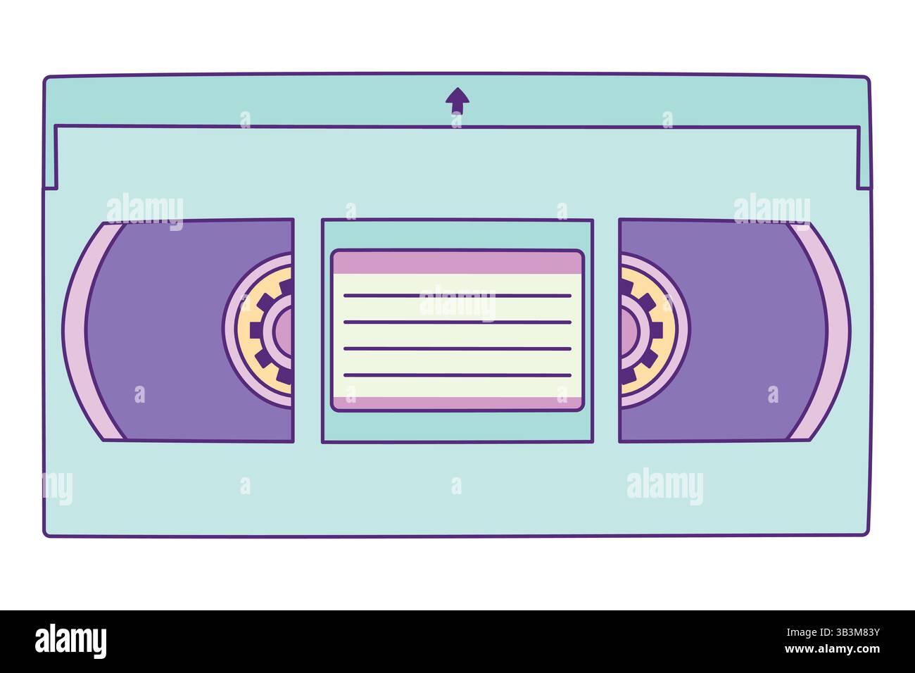 Retro VHS Cassette Hand Drawn Illustration with Outline Isolated on White Background. Vintage ...