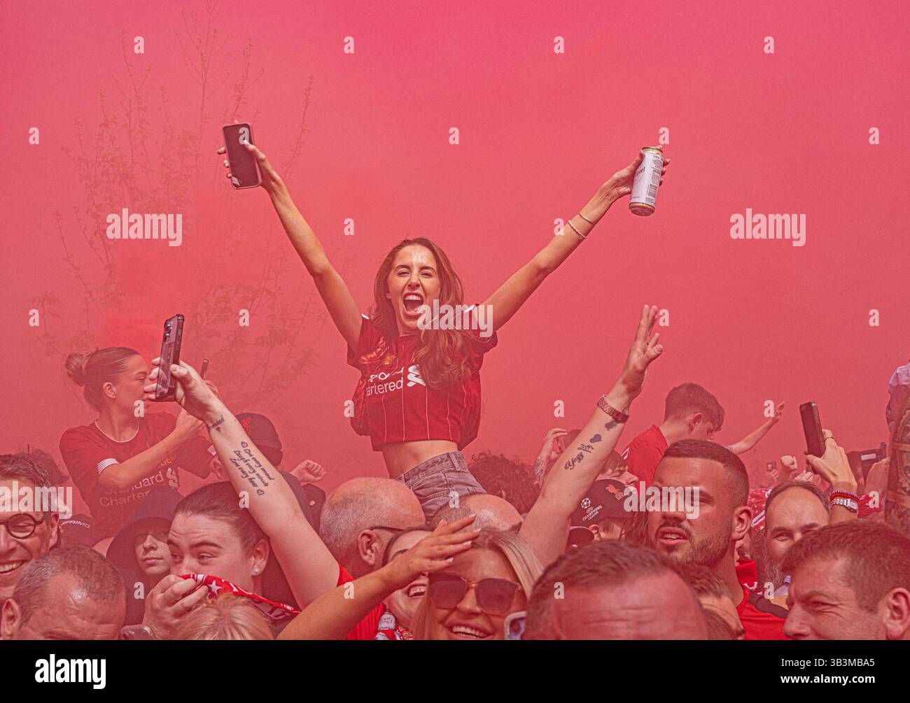 Liverpool team bus arriving before the Premier League match between ...