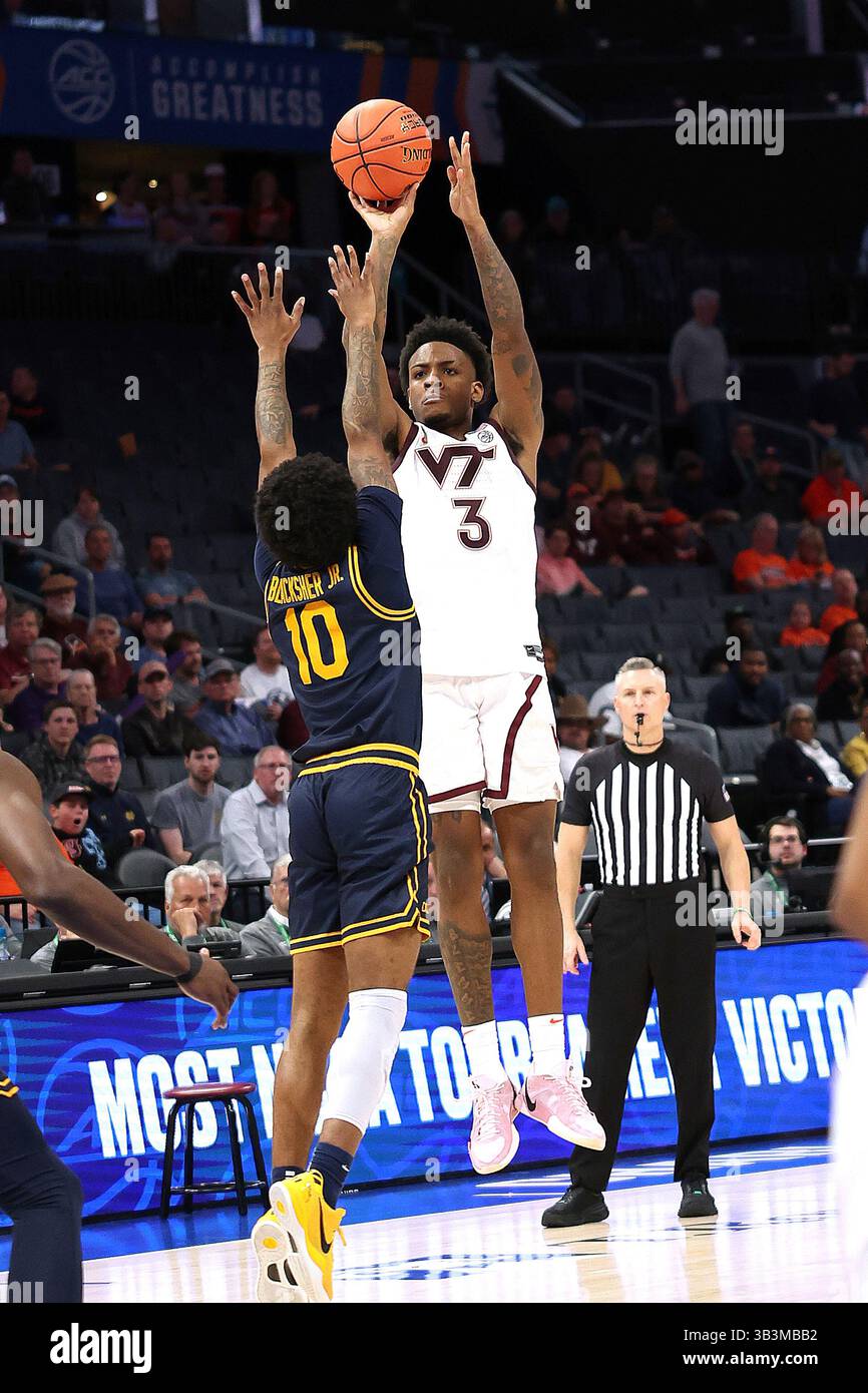 CHARLOTTE, NC - MARCH 11: Virginia Tech Hokies guard Jaydon Young (3 ...