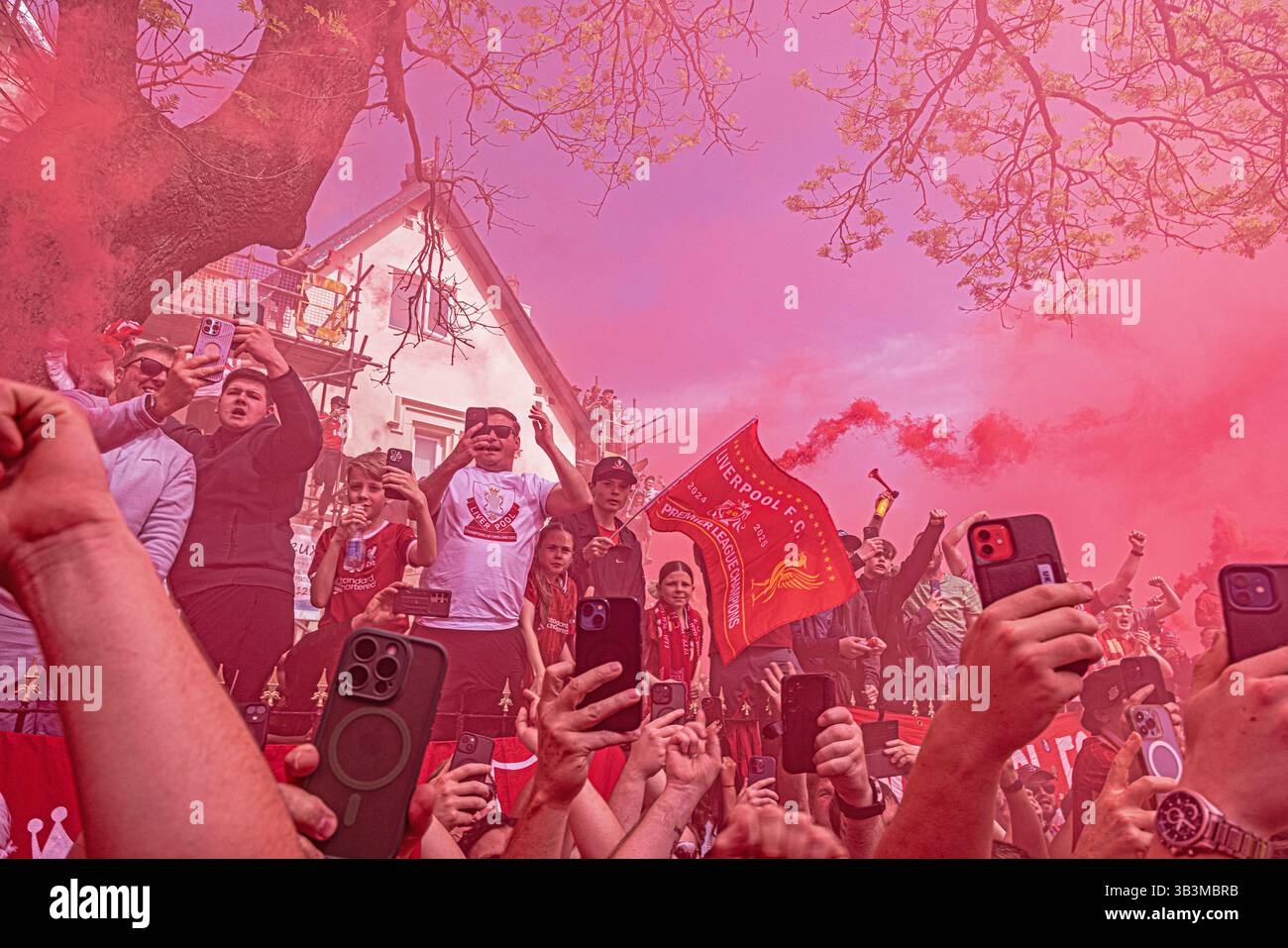 Liverpool team bus arriving before the Premier League match between ...