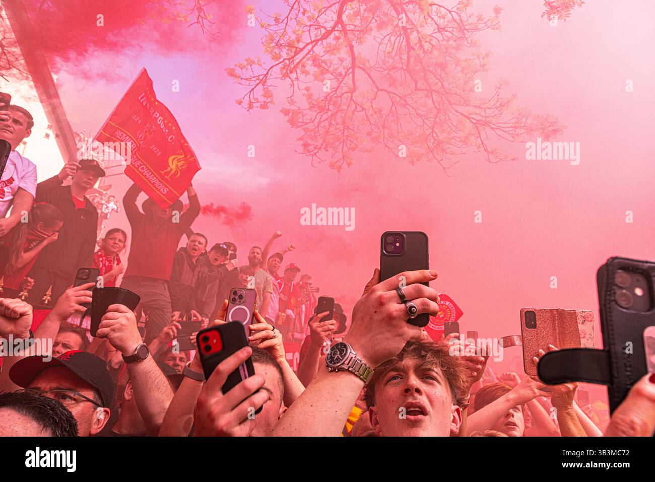 Liverpool team bus arriving before the Premier League match between ...