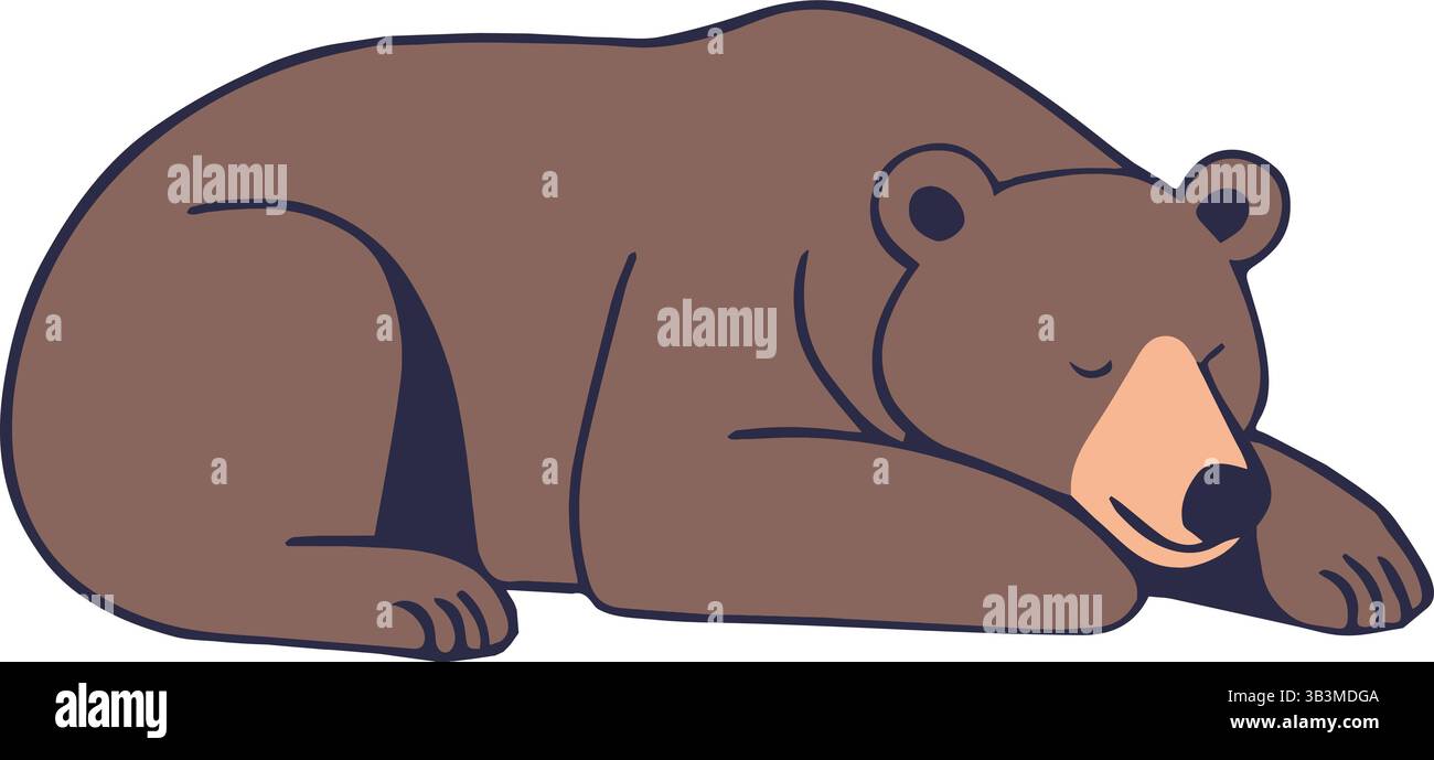 Brown bear resting peacefully, eyes closed as it sleeps Stock Vector ...