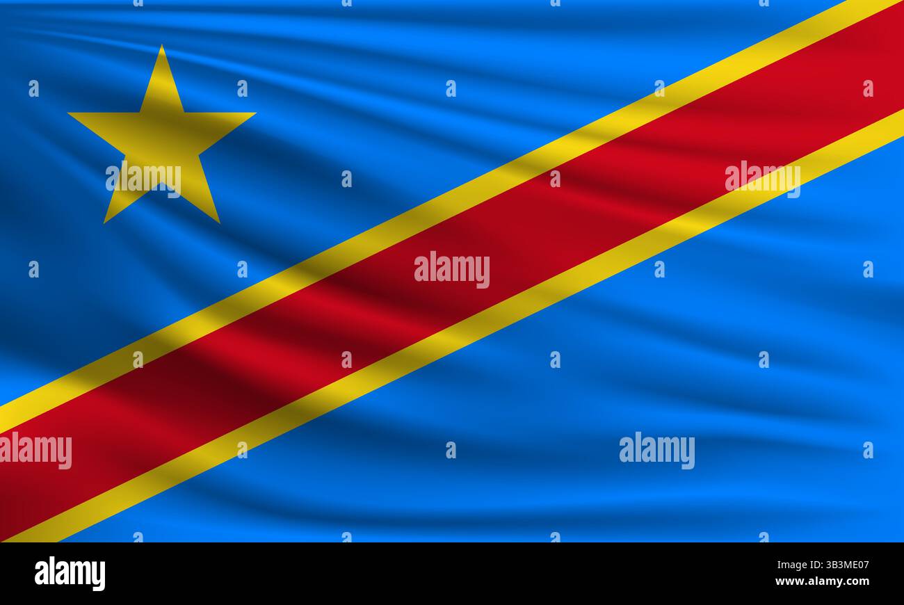 Vector flag of DR Congo waving closeup style background illustration ...