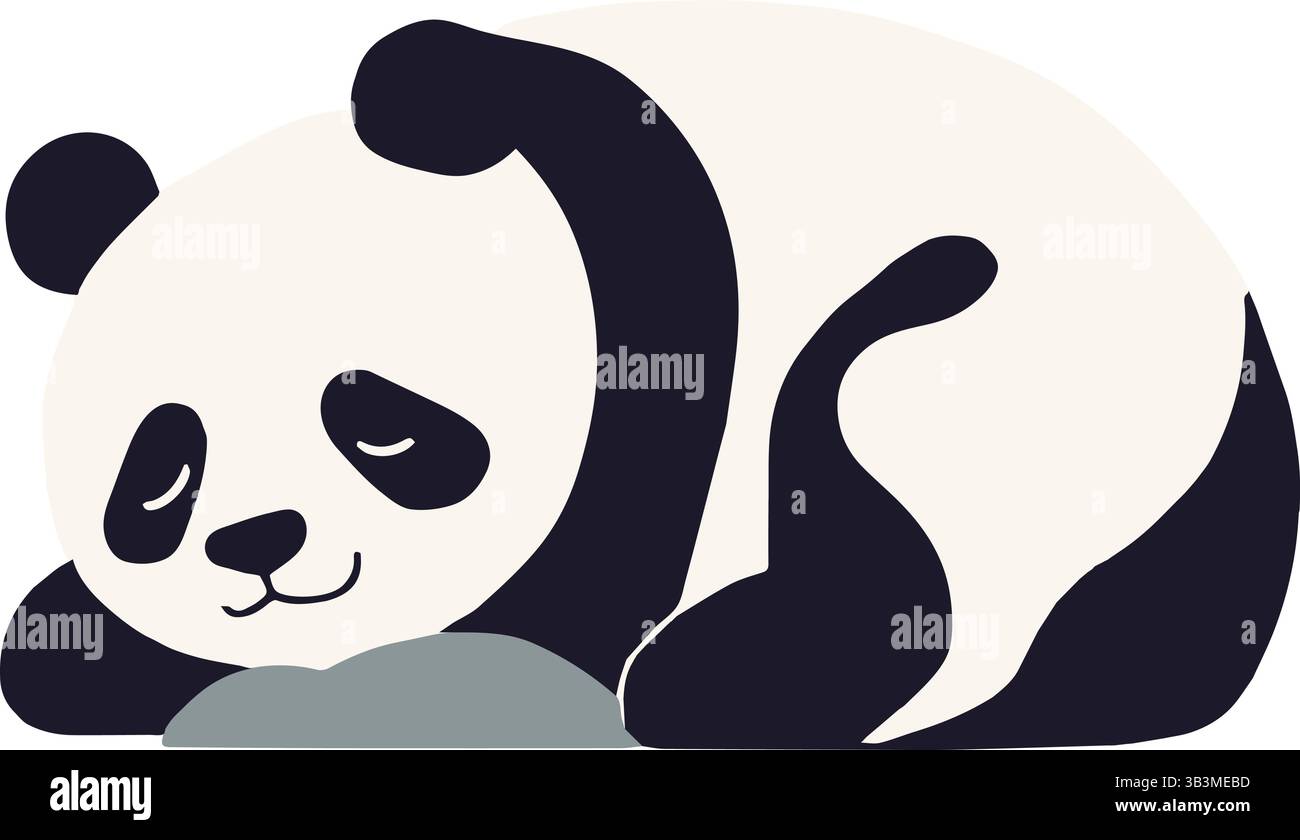 Cartoon panda peacefully sleeping with a relaxed expression Stock ...