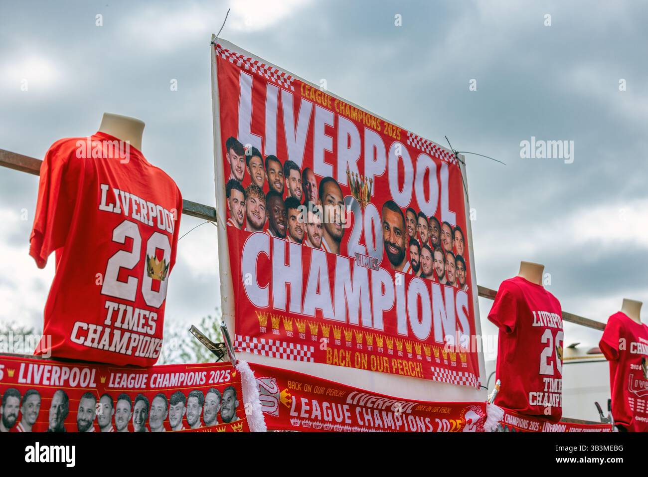 LIVERPOOL, ENGLAND - APRIL 27: Liverpool merchandise stand outside of ...