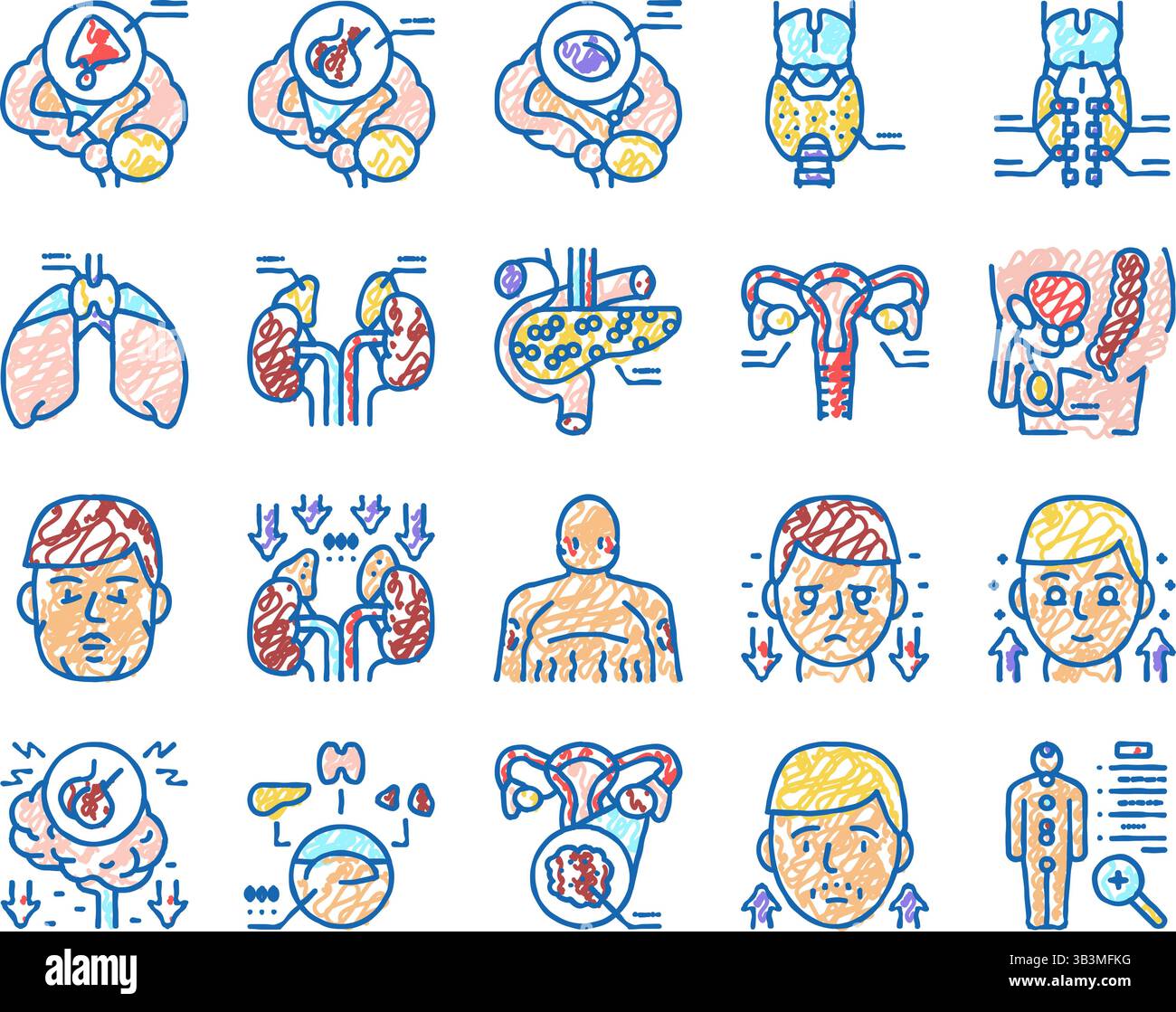 Endocrinology Medical Disease Icons hand drawn Stock Vector Image & Art ...