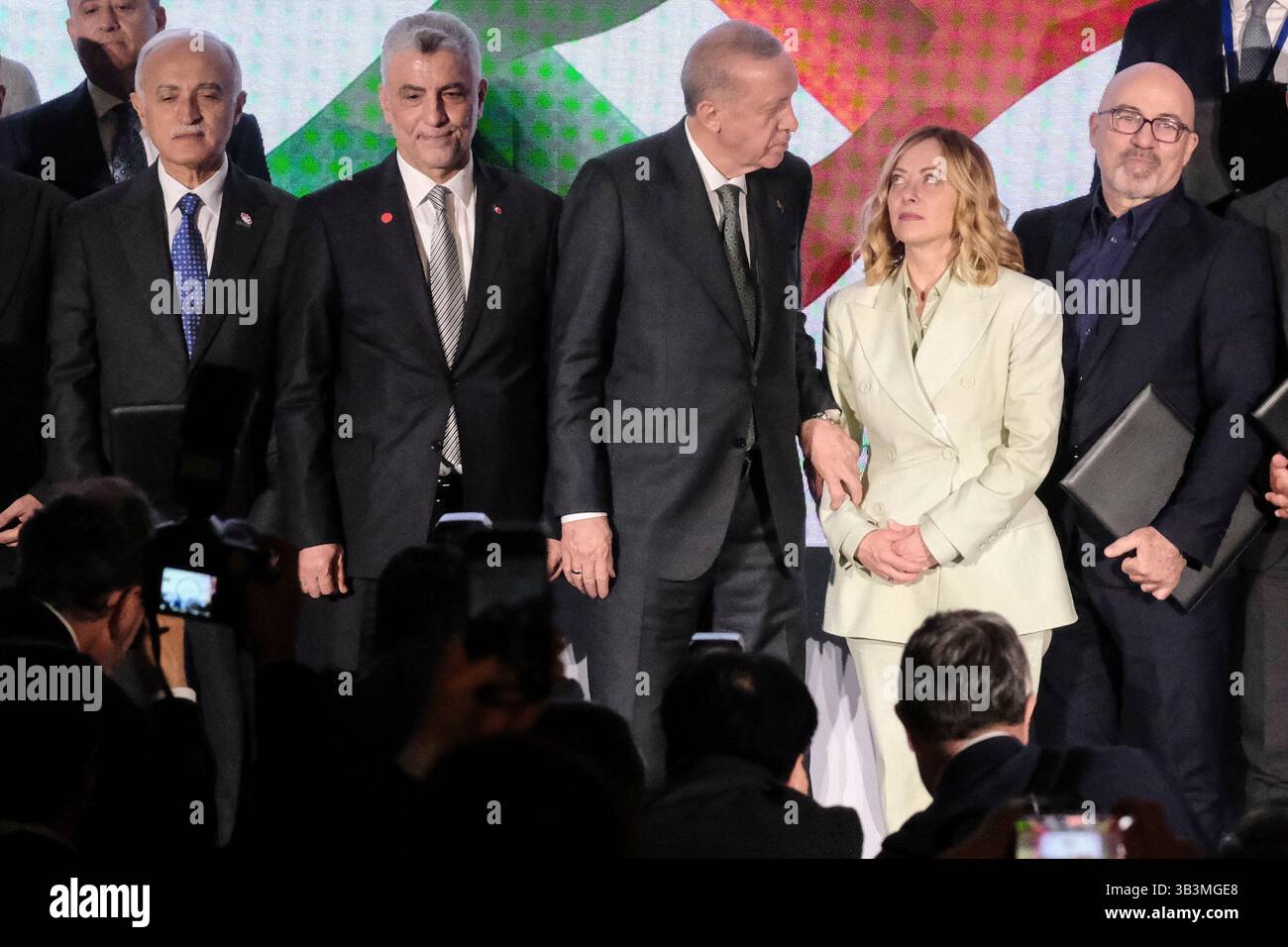 Turkish President Recep Tayyip Erdogan, 3rd from right, and Italian ...