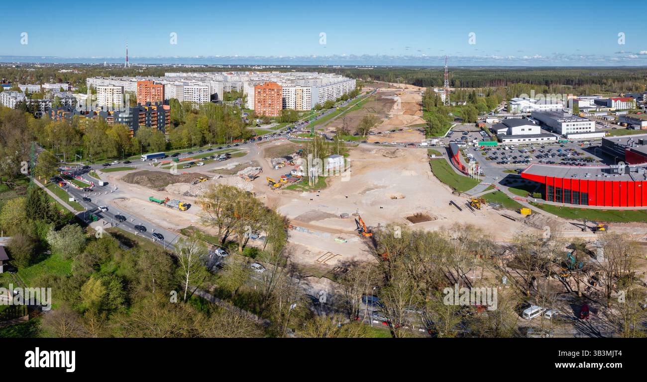 Aerial View of Southern Bridge Construction Site in Riga, Latvia Stock ...