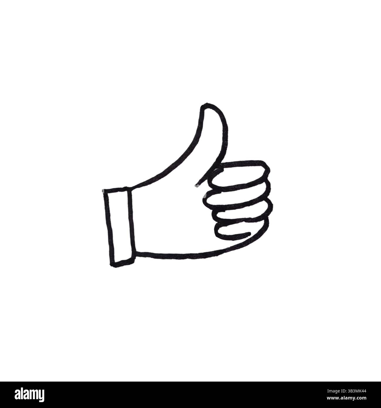 Hand drawn thumbs up outline illustration Stock Photo - Alamy