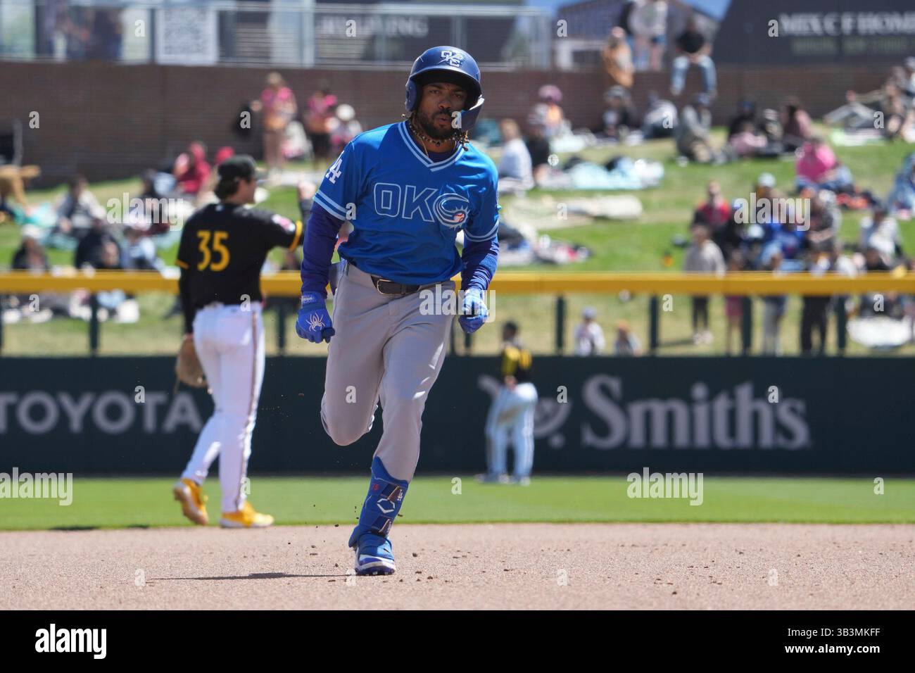 Salt Lake UT, USA. 27th Apr, 2025. Oklahoma City right fielder Justin ...