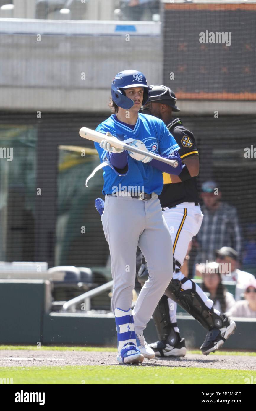 Salt Lake UT, USA. 27th Apr, 2025. Oklahoma City third baseman Alex ...
