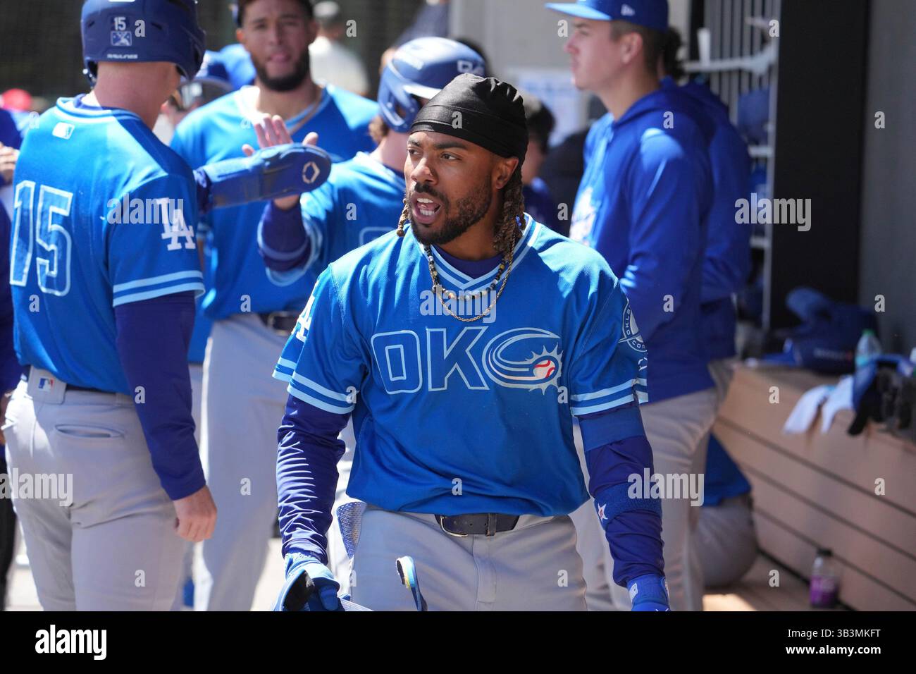 APRIL 27 2025: Oklahoma City right fielder Justin Dean (3) hits a homer ...