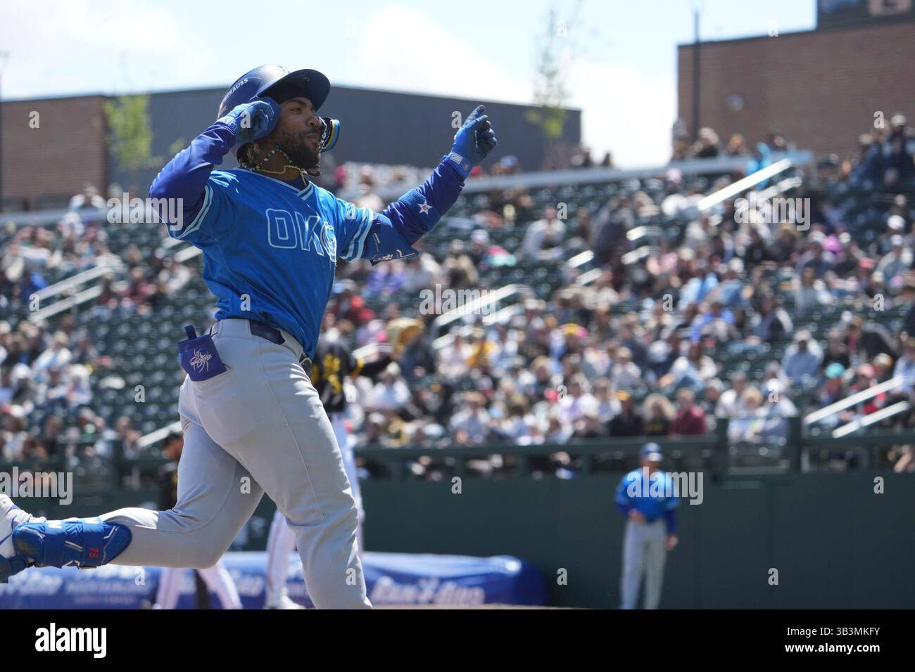 Salt Lake UT, USA. 27th Apr, 2025. Oklahoma City right fielder Justin ...