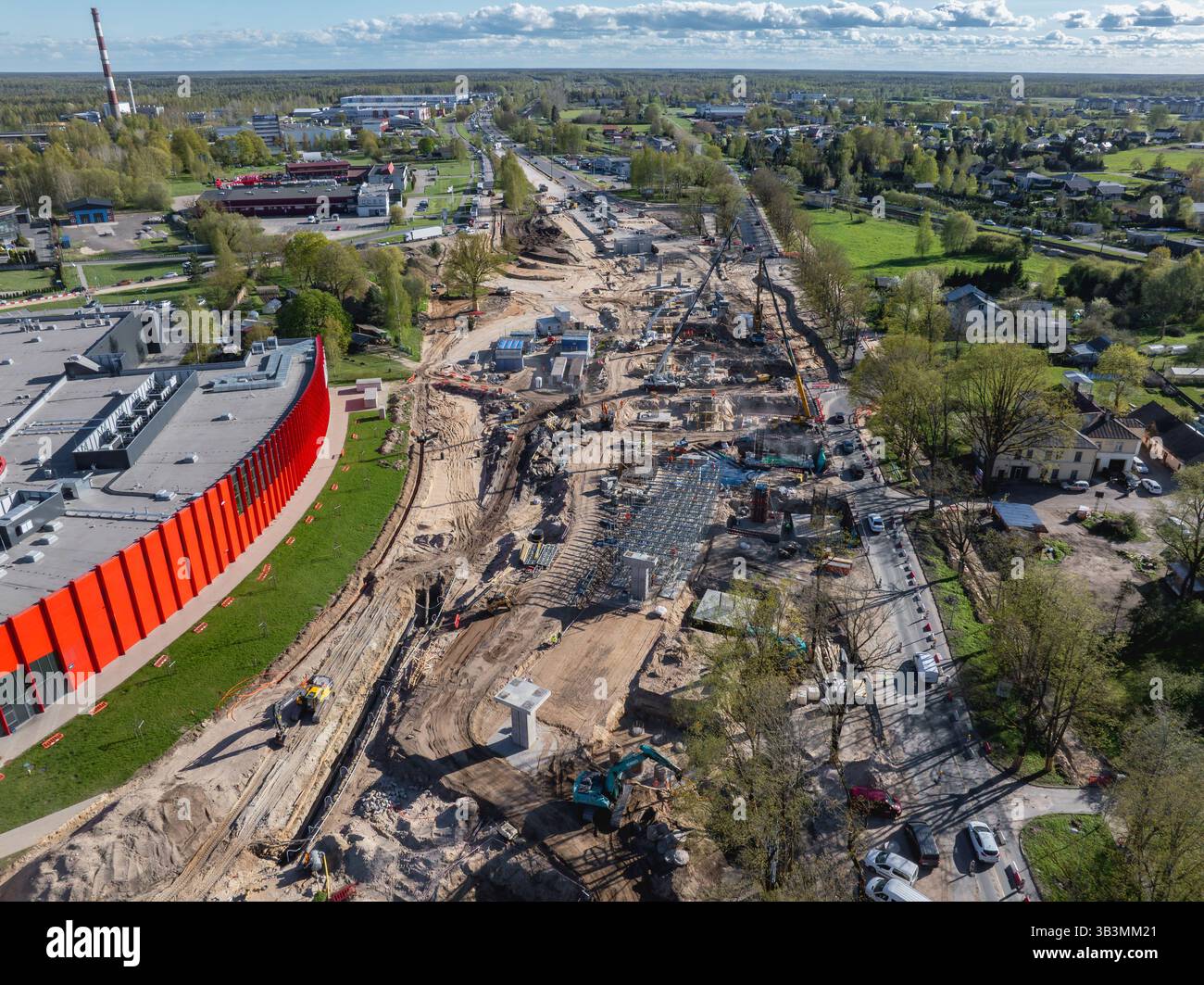 Aerial View of Southern Bridge Phase 4 Construction in Riga, Latvia ...