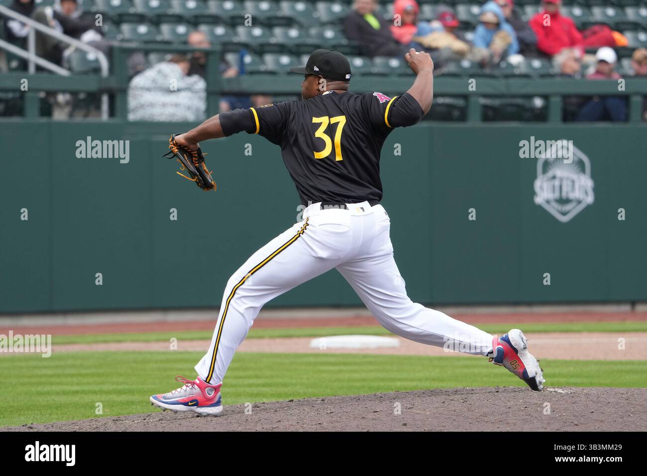 Salt Lake UT, USA. 27th Apr, 2025. Salt Lake Bees pitcher Hector Neris ...