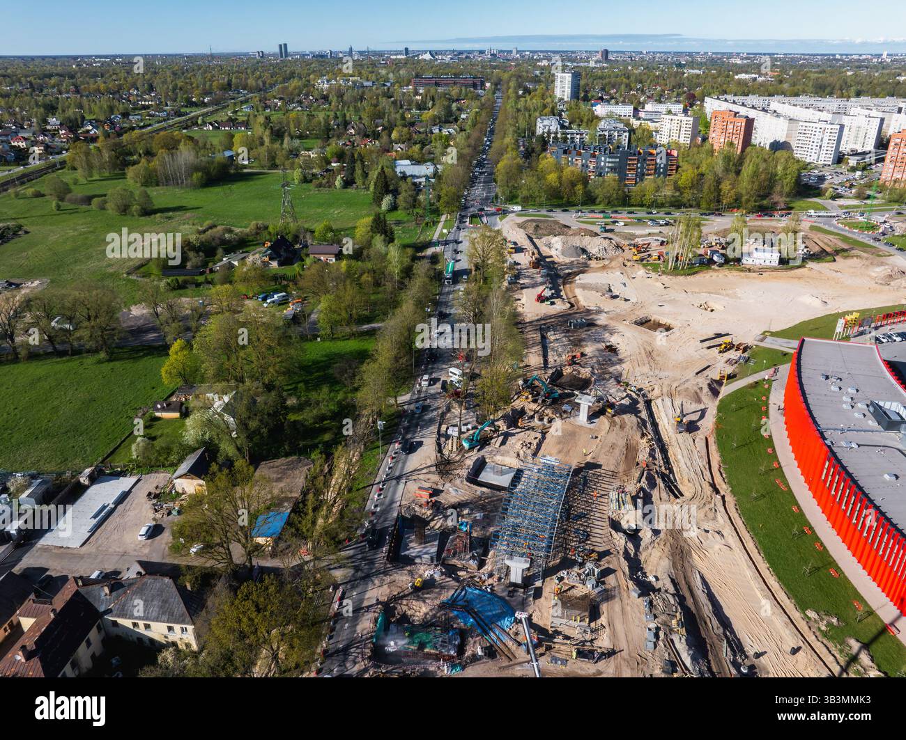 Aerial View of Southern Bridge Phase 4 Construction in Riga, Latvia ...