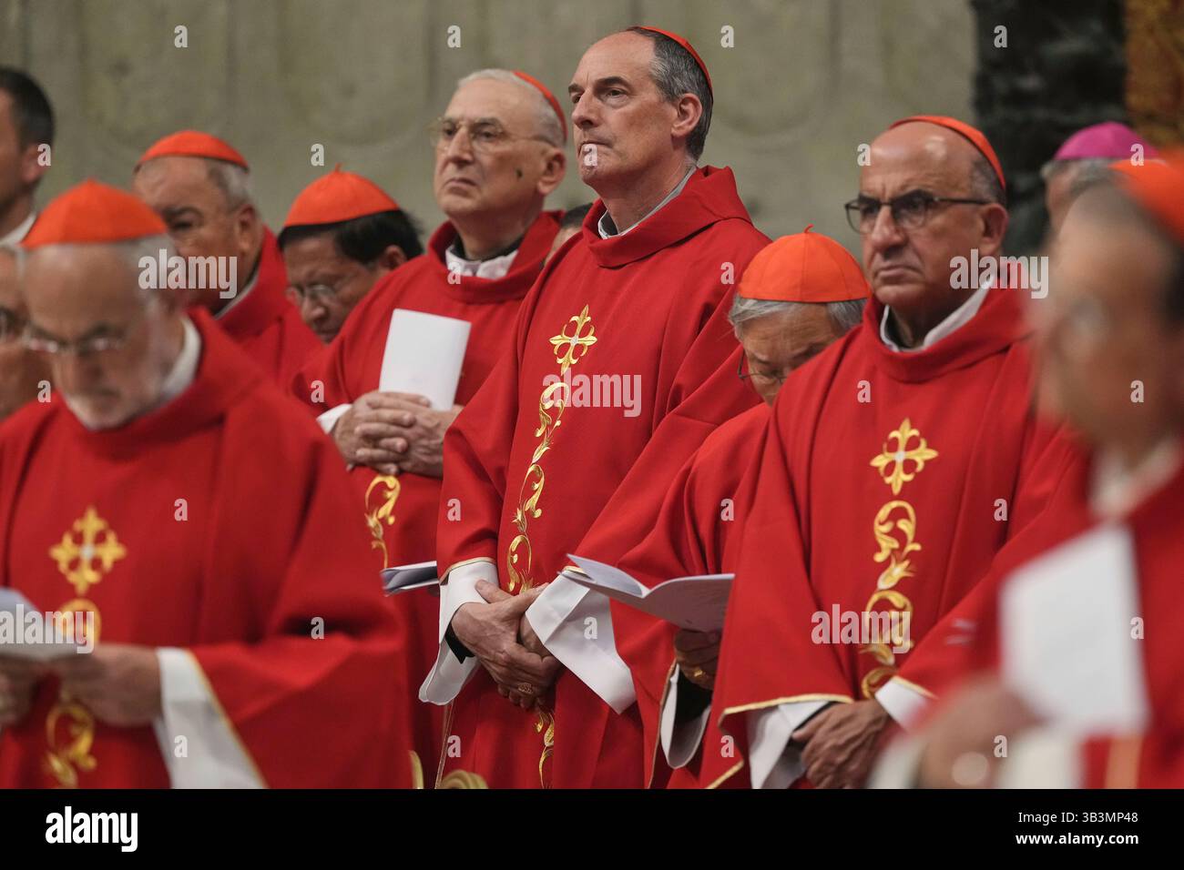 Cardinals, including Cardinal François-Xavier Bustillo, center, and ...