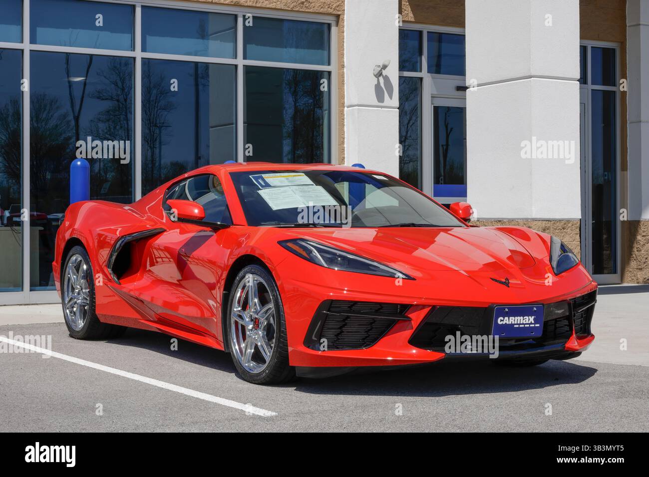 Indianapolis - April 27, 2025: Used Chevy Corvette display at a CarMax ...