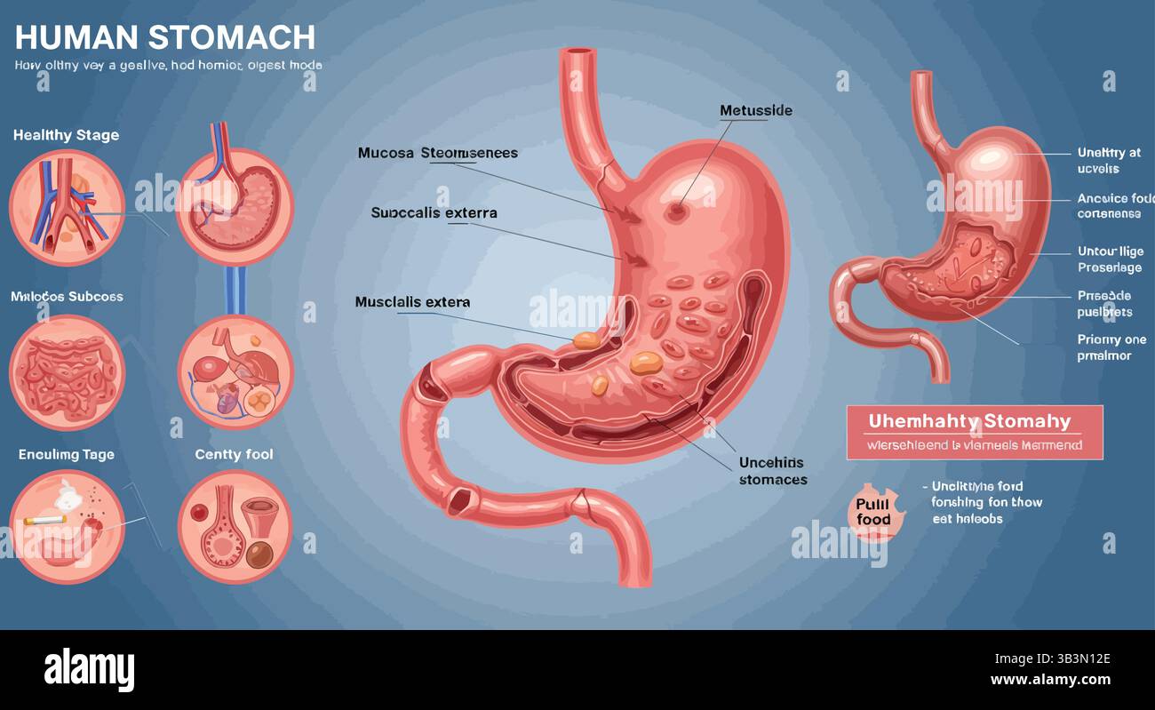 Human Stomach Medical Illustration – Healthy vs Gastritis Comparison ...