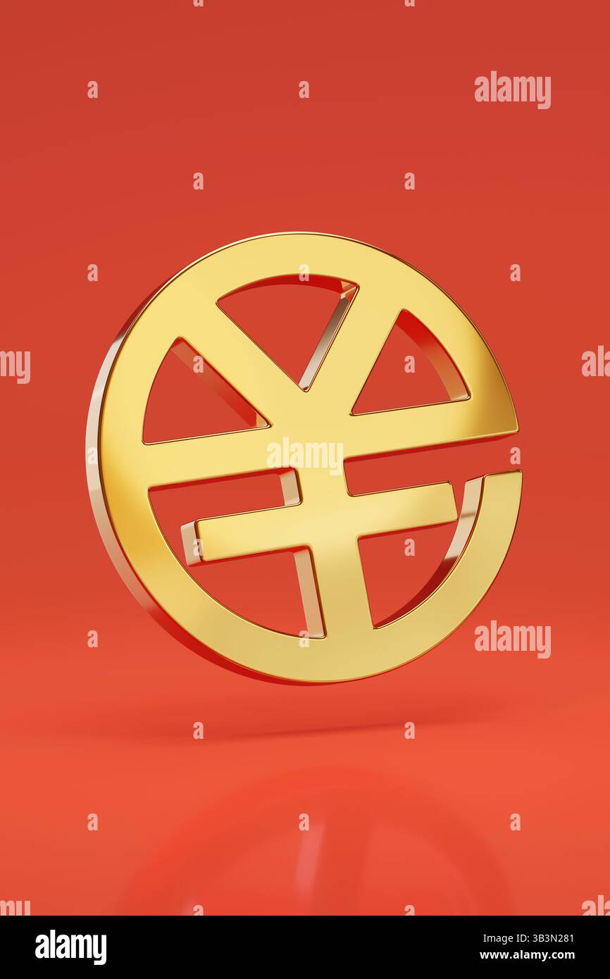 Yuan digital system symbol. Concept of the digital Yuan. 3D ...