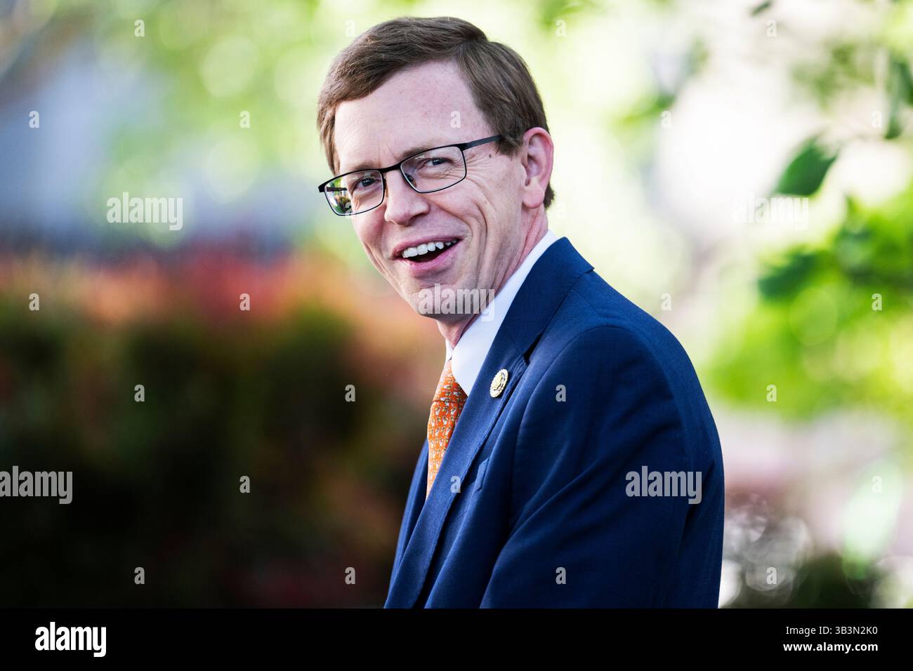 UNITED STATES - APRIL 29: Rep. Dusty Johnson, R-S.D., talks with ...