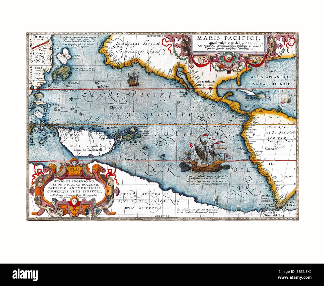 Vintage map pacific ocean Cut Out Stock Images & Pictures - Alamy