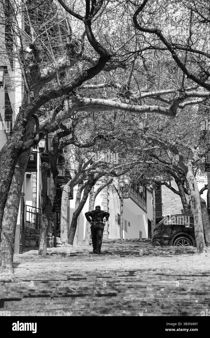 Morella, Castellon, Spain- April 18, 2025:Cuesta de San Juan street in ...