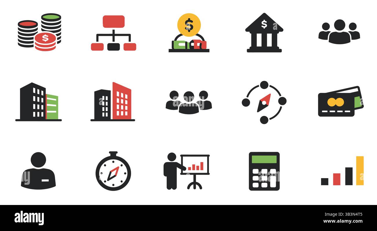 Collection of 36 Business, Finance, and Data Analysis Icons – Flat ...