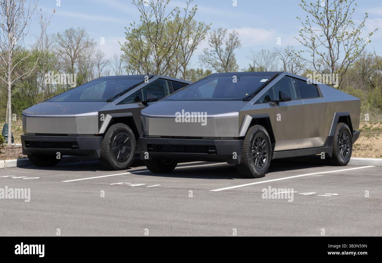 Indianapolis - April 27, 2025: Tesla Cybertruck display at a dealership ...