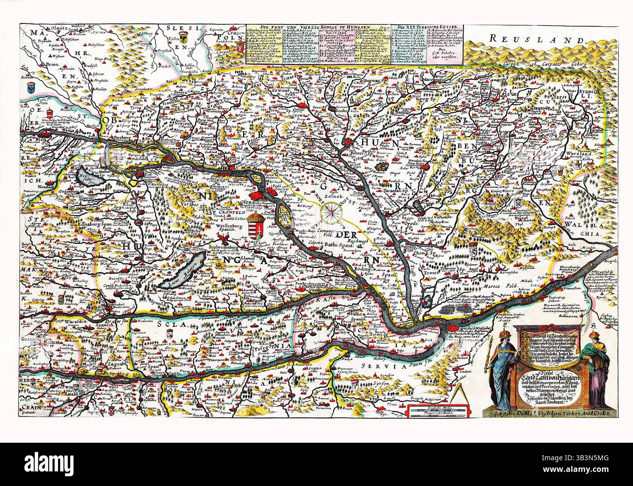 Mapa Uhorska – Antique 1664 Jacob von Sandrart Map of Hungary, Historic ...