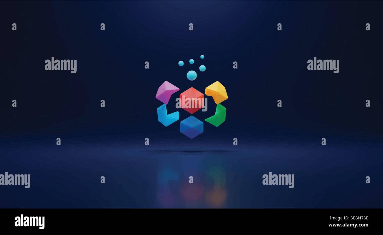 Modern Blue Geometric Logo – Abstract Tech-Inspired Symbol for Branding ...