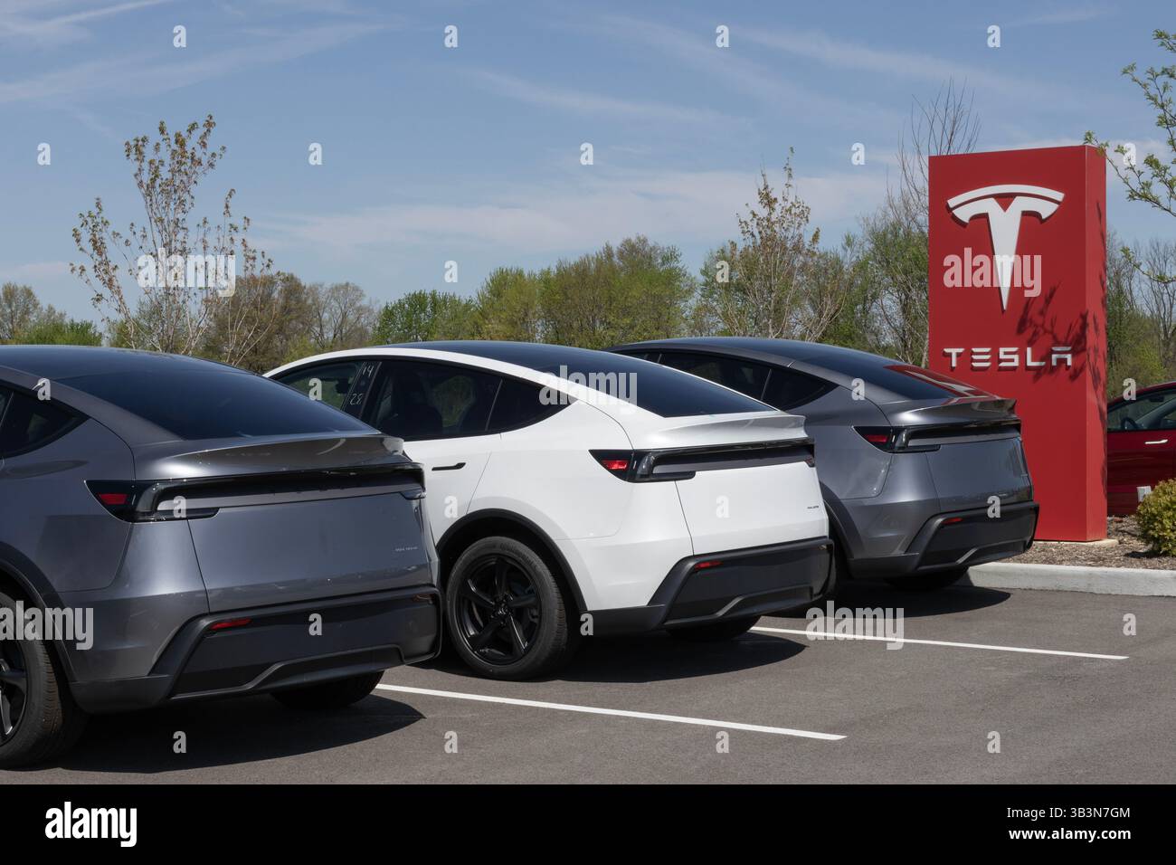 Indianapolis - April 27, 2025: Tesla Model Y display at a dealership ...