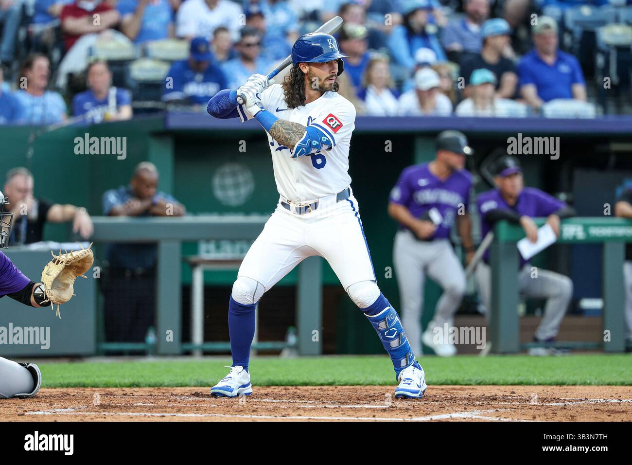 Kansas City, MO, USA. 22nd Apr, 2025. Kansas City Royals left fielder ...