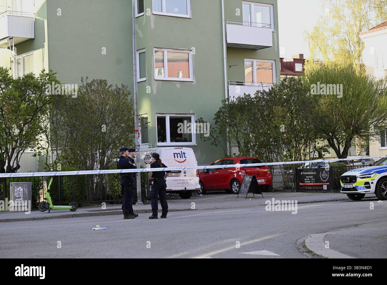 Police at the scene after a shooting incident, at Vaksala Square, in ...