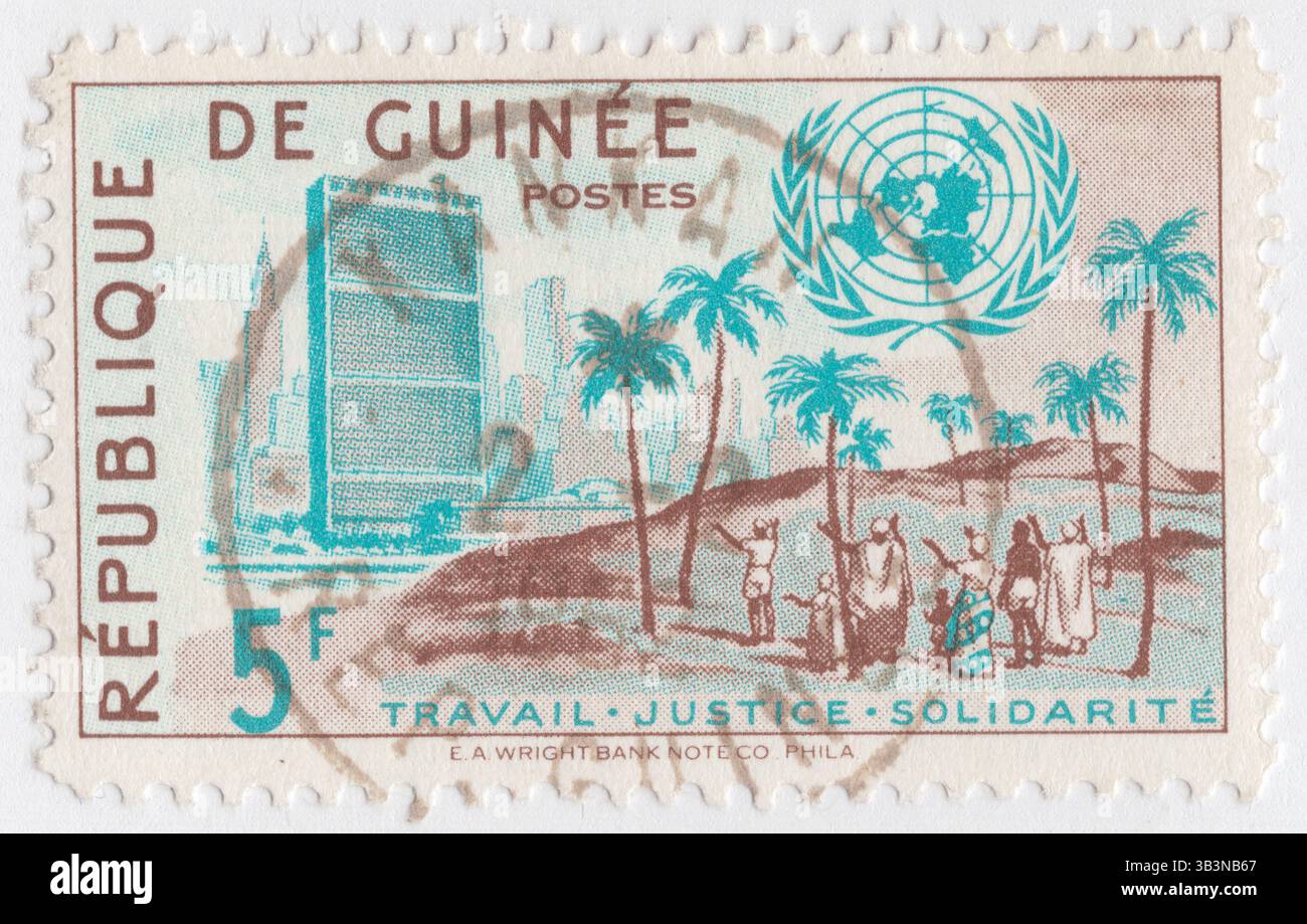 GUINEA - 1959 May 1: 5 franc brown and greenish-blue postage stamp ...