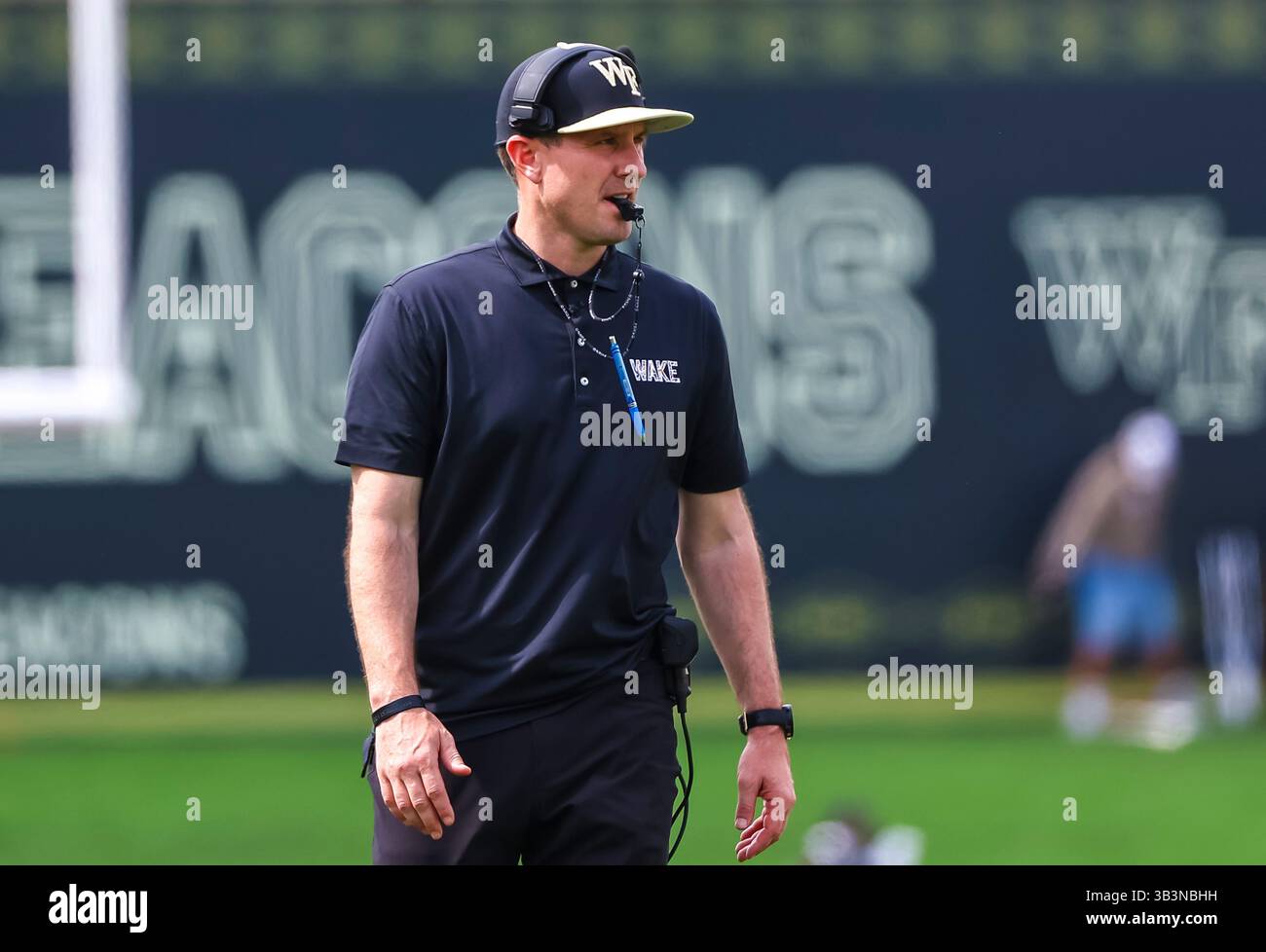 April 19, 2025- Jake Dickert, head football coach for Wake Forest ...