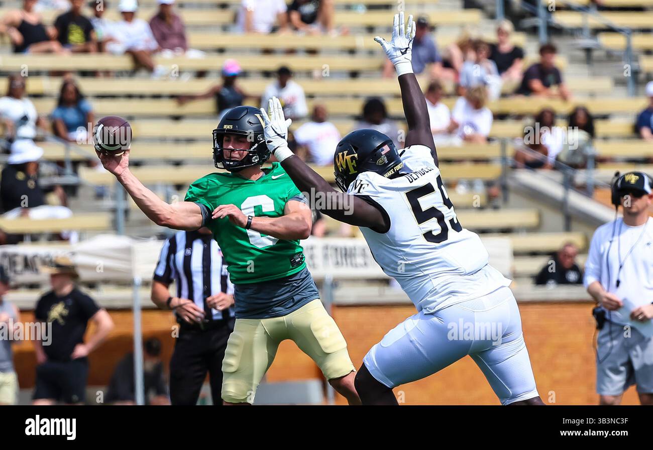 April 19, 2025: Wake Forest freshman .Steele Pizzella (6) throws ball ...