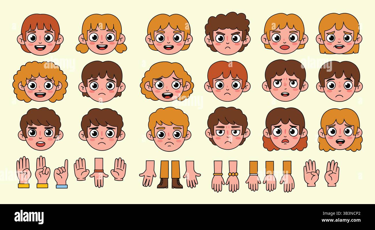 Happy surprised faces of kids Stock Vector Images - Alamy