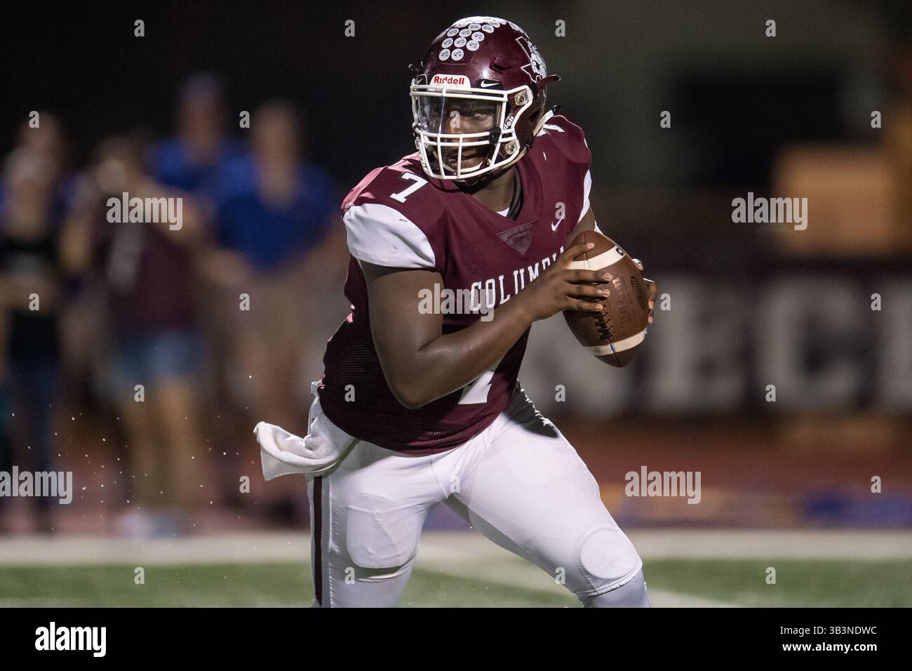 West Columbia, TX, USA. 27th Sep, 2019. Columbia Roughnecks quarterback ...